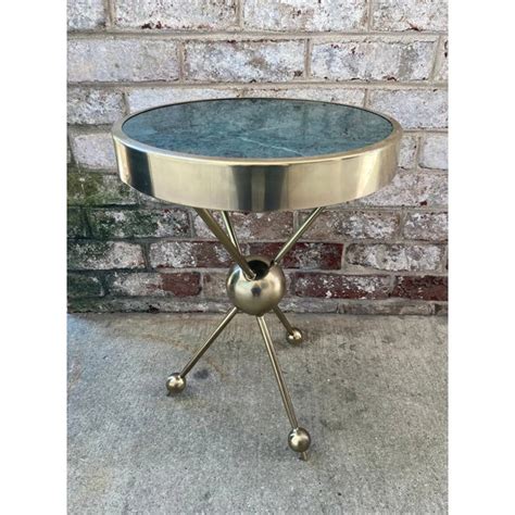 Late 20th Century Marble Top Brass Atomic Side Table Chairish