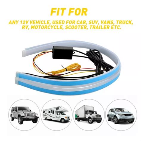 RGB 60CM SLIM Sequential Flexible LED DRL Turn Signal Strip Light For