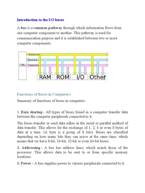 Introduction To The I O Buses Functions Of Buses In Computers Pdf Electronic Engineering
