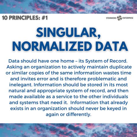 Singular Normalized Data Stemmons Enterprise