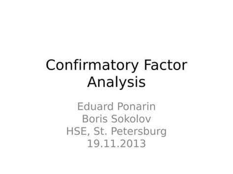 Confirmatory Factor Analysis Ppt