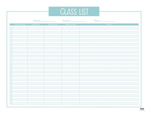 Class List Templates 12 Free Printables Printabulk