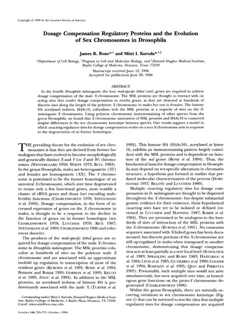 Pdf Dosage Compensation Regulatory Proteins And The Evolution Of Sex