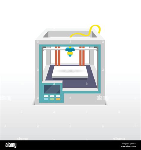 Printing Machine 3d Printer Technical Innovation Model Prototype Vector Illustration Stock