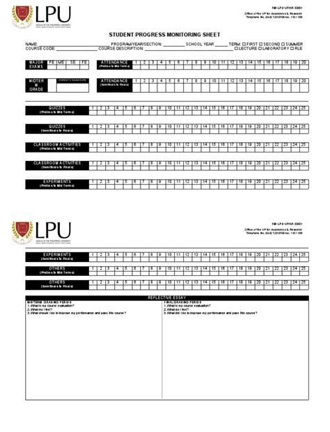 Student Progress Monitoring Sheet Sample 2 Pdf Education Theory