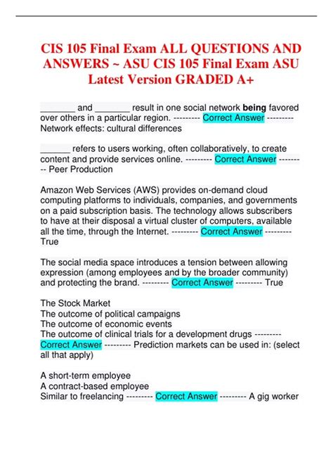 Cis 105 Final Exam Asu Computer Application And Information Technology
