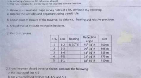Solved Below Is A Cansit And Tape Survey Notes Of A Lot Compute