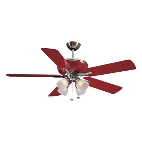 Shop Harbor Breeze 52 Tiempo Brushed Nickel And Red Ceiling Fan 4