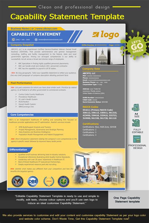 Modern Capability Statement Template Download MS Word Format