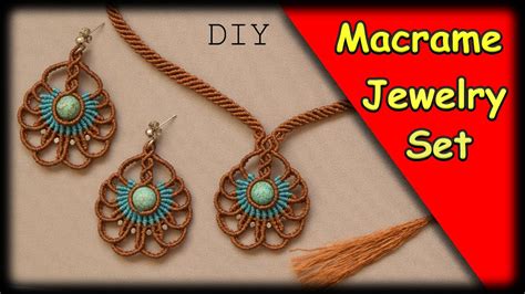 Macrame Tutorial Macrame Jewelry Set Macrame Earring And Necklace With Beads DIY And
