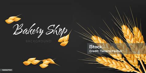 검은색 배경에 황금빛 밀 스파이크 호밀 건조한 질감의 사실적인 3d 그림 농업 농업 및 가을 테마 디자인에 적합합니다 프리미엄 품질 유기농 베이커리를 대표합니다 가방에 대한