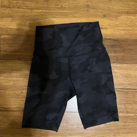 Size 2 Lululemon Biker Shorts Black Camo Depop