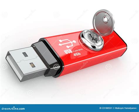 Data Security Usb Flash Memory And Key 3d Stock Illustration