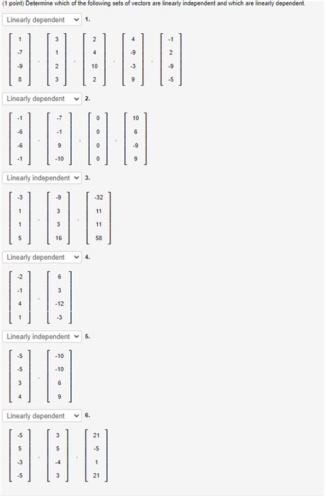 Solved 1 Point Determine Which Of The Following Sets Of