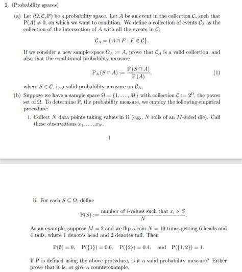 Solved a Let Ω C P be a probability space Let A be an Chegg com