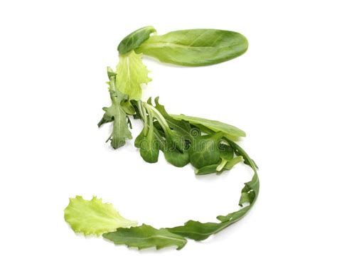 Number Five 5 Made From Green Salad Lettuce Leaf For Birthday Party