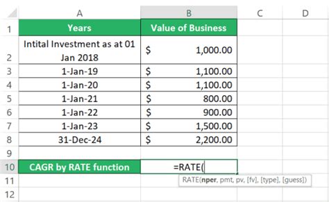 how to easily calculate cagr using excel formulas