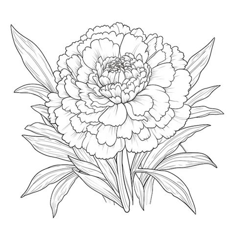 A Drawing Of A Flower With Leaves And A Flower Stem Generative Ai