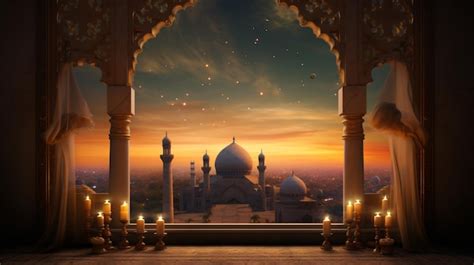 Premium Photo Eid AlFitr Background Of Window With Mosque