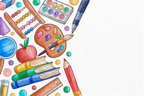 Aquarelle Retour Au Fond De L école Vecteur Gratuite