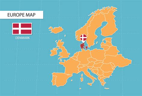 mapa de dinamarca en europa íconos que muestran la ubicación de