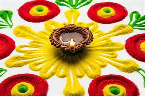 Premium Photo Rangoli Design Made Of Powder Colours During Diwali