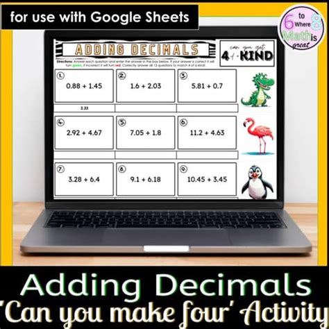 Adding Decimals Digital Activity For Google Sheets TPT