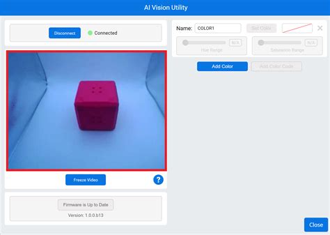 Connect The Ai Vision Sensor To App Based Vexcode Exp Vex Library