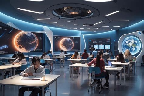 Premium Ai Image Personalized Learning Pathways Adaptive Technology In Futuristic Classrooms