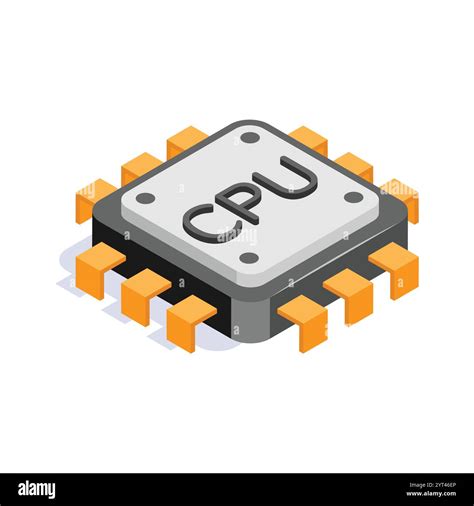 Modern Isometric Icon Of Cpu Chip Customizable Vector Design Stock