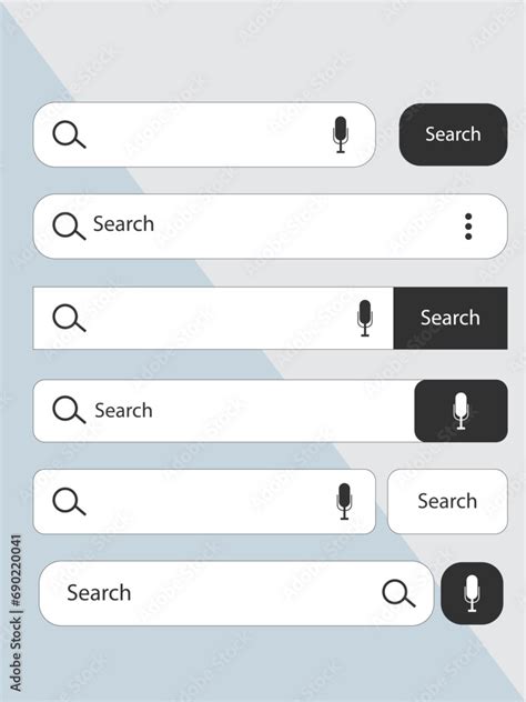 Various Search Bar Templates For Internet Browser Engine With Search Box Address Bar And Text