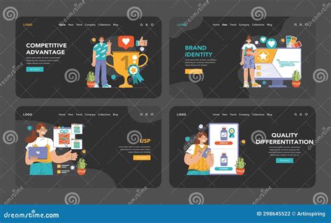 Product Differentiation Web Or Landing Dark Or Night Mode Set Product
