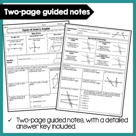 Types Of Lines And Angles Guided Notes By Miss R Squared Tpt