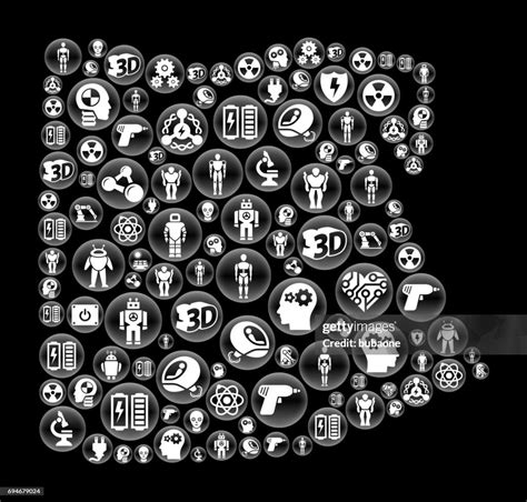 Egypt Robots And Robotics Black Vector Button Pattern High Res Vector