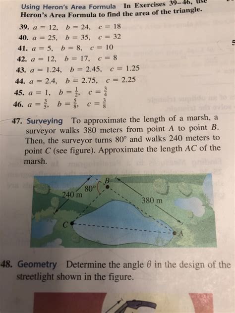Solved Using Heron S Area Formula In Exercises Lge Chegg
