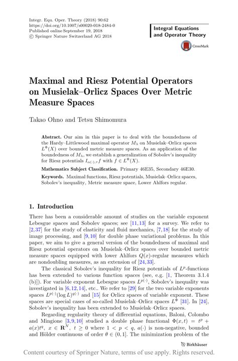 Maximal And Riesz Potential Operators On Musielakorlicz Spaces Over