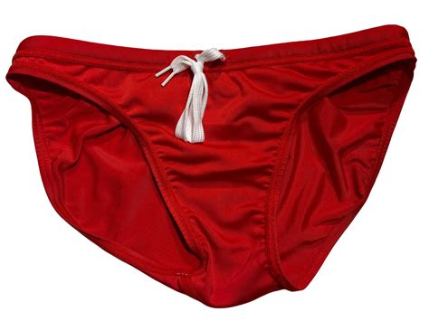 Vxa Mens Swim Brief Narrow Sides Unlined Flat Front Rear Seam Red