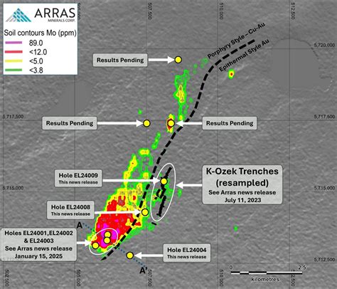 arras minerals drills 86 8 metres 1 10 g t aueq from surface at