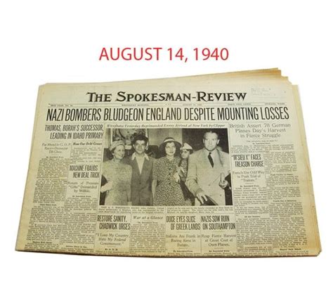 August 14 1940 Newspaper Spokane Wa Spokesman Review