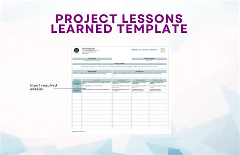 Project Lessons Learned Template In Google Sheets Excel Download