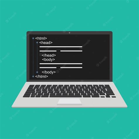 Premium Vector Programming Web Development Concept Code On The Screen Laptop Flat Vector