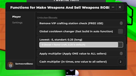 Make And Sell Weapons OP MWASW FE Script Roblox Scripts ScriptBlox