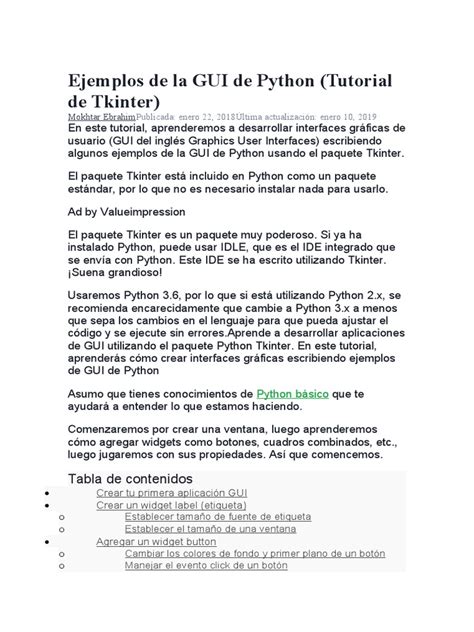 Ejemplos De La Gui De Python Pdf Python Lenguaje De Programación