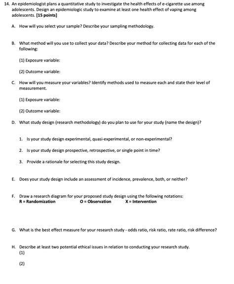 Solved 14 An Epidemiologist Plans A Quantitative Study To Chegg