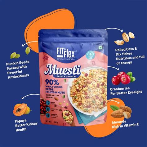 Fit And Flex Muesli Fruity Crunch Cereal 450g Jiomart