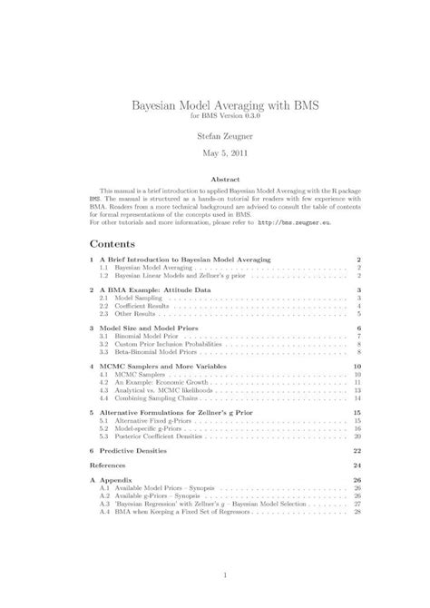 pdf bayesian model averaging with bms the … model averaging with