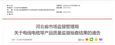 河北省市场监督管理局公布电线电缆等产品质量监督抽查结果 中国质量新闻网
