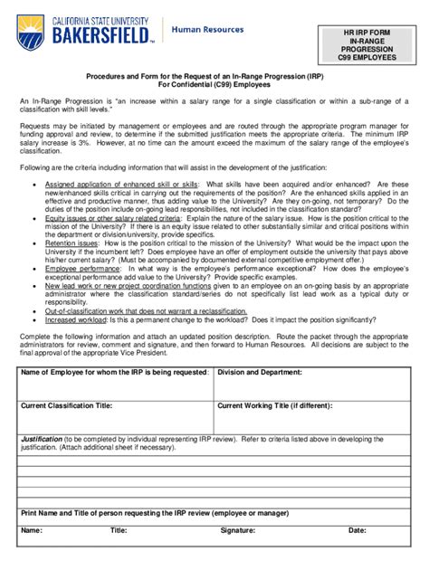 Fillable Online In Range Progression Procedures And Form Fax Email Print