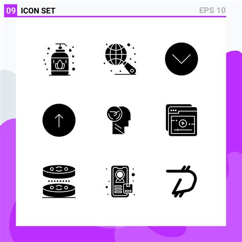 Modern Set Of 9 Solid Glyphs Pictograph Of Faster Activity Media Player Web Communication