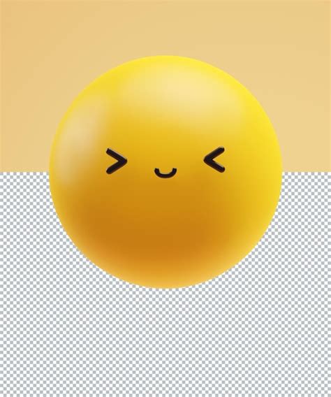 Premium Psd Joy Emoticon With A Funny Kawaii Face With Angle Eyes